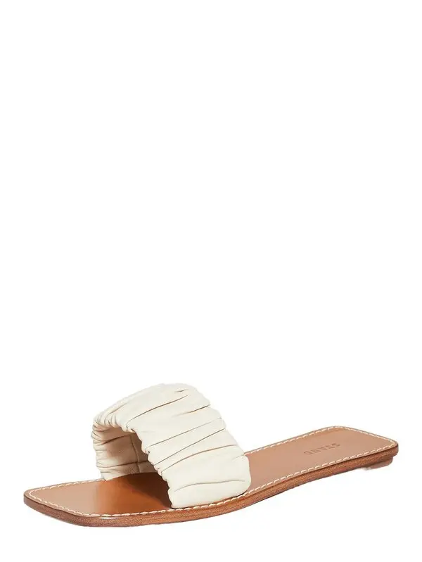 Staud Nina Ruched Sandals - Cream/tan