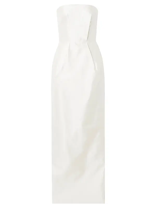 RASARIO Strapless Duchesse Silk-satin Gown - White