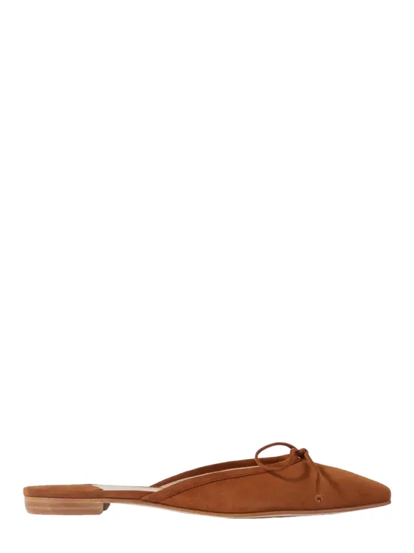 Manolo Blahnik Ballerimu Suede Mules - Brown