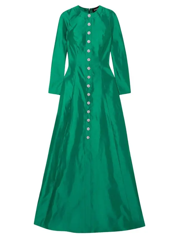 RASARIO Crystal-embellished Mikado-silk Gown - Green
