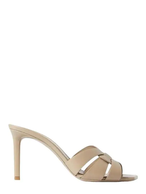 Saint Laurent Tribute Woven Leather Mules - Neutrals