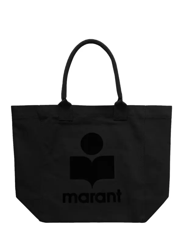 Isabel Marant Yenky Flocked Cotton-canvas Tote - Black