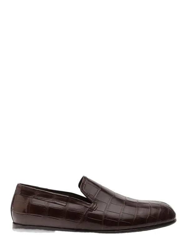 Dolce & Gabbana Crocodile-embossed Leather Loafers - Brown