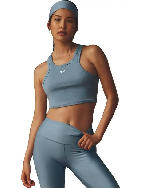 Alo Yoga Aspire Tank Top - Celestial Blue/white