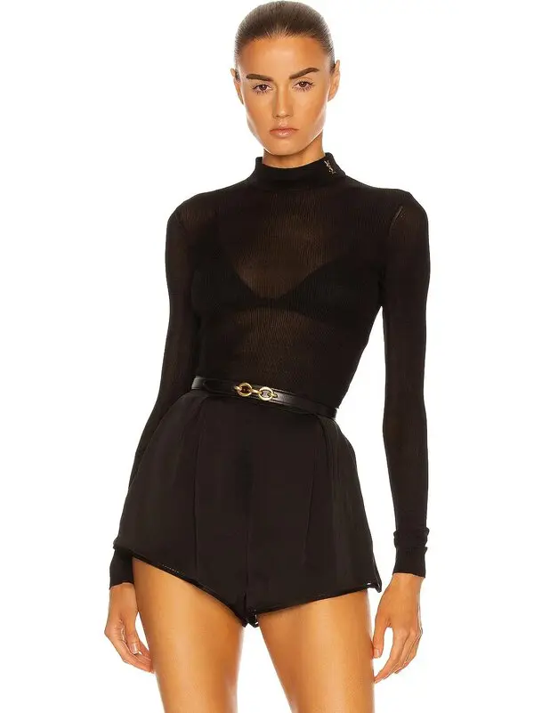 Saint Laurent Cassandra Logo Top - Black