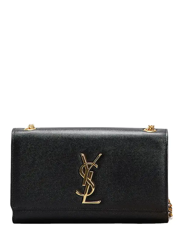 Saint Laurent Kate Small Shoulder Bag In Grained Leather - Black