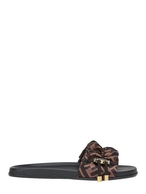 Fendi Illusion Ff Slide Sandals - Tabacco Nero