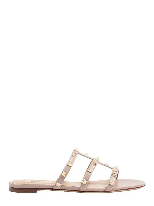 Valentino Garavani Rockstud Flat Slide Sandals - Poudre