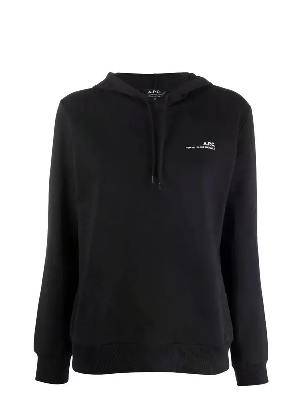 A.p.c. Logo-print Cotton Hoodie - Black