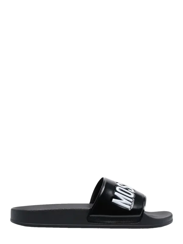Moschino Logo-print Slides - Black