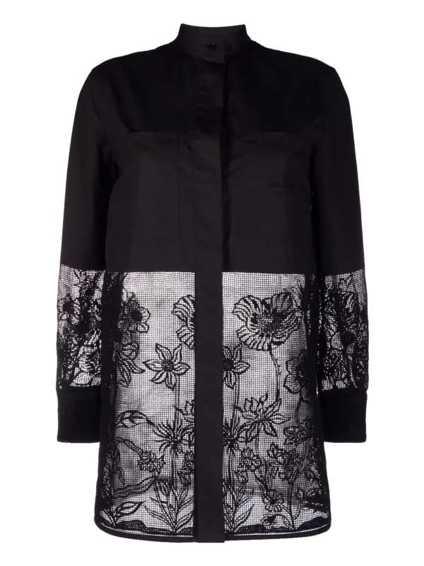 FERRAGAMO Longline Cordonetto Lace Shirt - Black