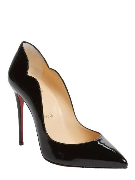 CHRISTIAN LOUBOUTIN Hot Chick Scallop Pointed Toe Pumps - Bk01 Black/lin Black