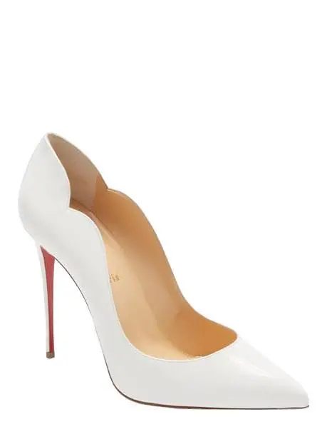 CHRISTIAN LOUBOUTIN Hot Chick Scallop Pointed Toe Pumps - W222 Bianco