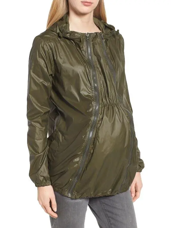 MODERN ETERNITY Waterproof Convertible 3-in-1 Maternity Windbreaker - Khaki Green