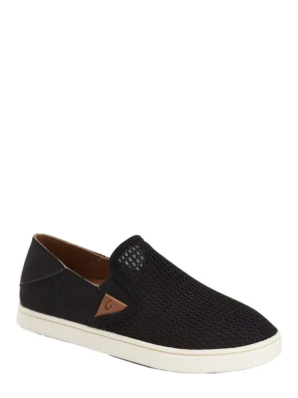 Olukai Pehuea Slip-on Sneaker - Black Faux Leather