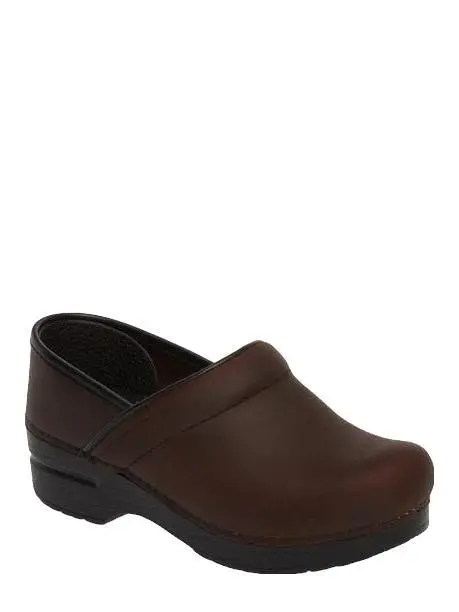 Dansko Wide Pro Clog - Antique Brown/ Black Leather
