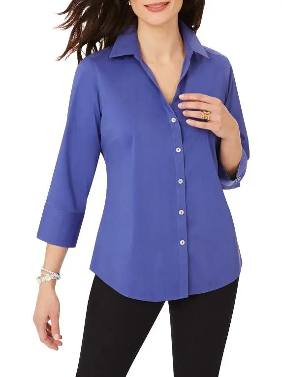 Foxcroft Mary Button-up Blouse - Purple Topaz