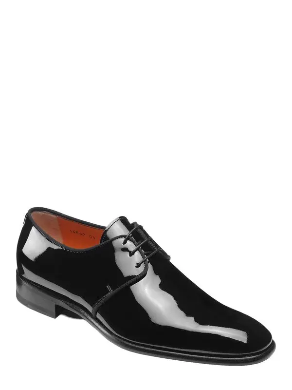 Santoni Isogram Plain Toe Derby - Black