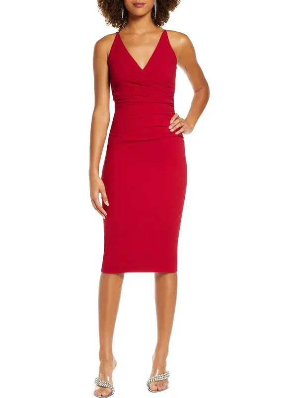 Dress The Population Anita Crepe Cocktail Dress - Garnet
