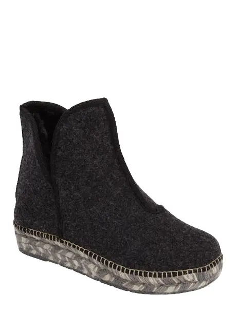TONI PONS Espadrille Platform Booties With Faux Fur Lining - Black Felt