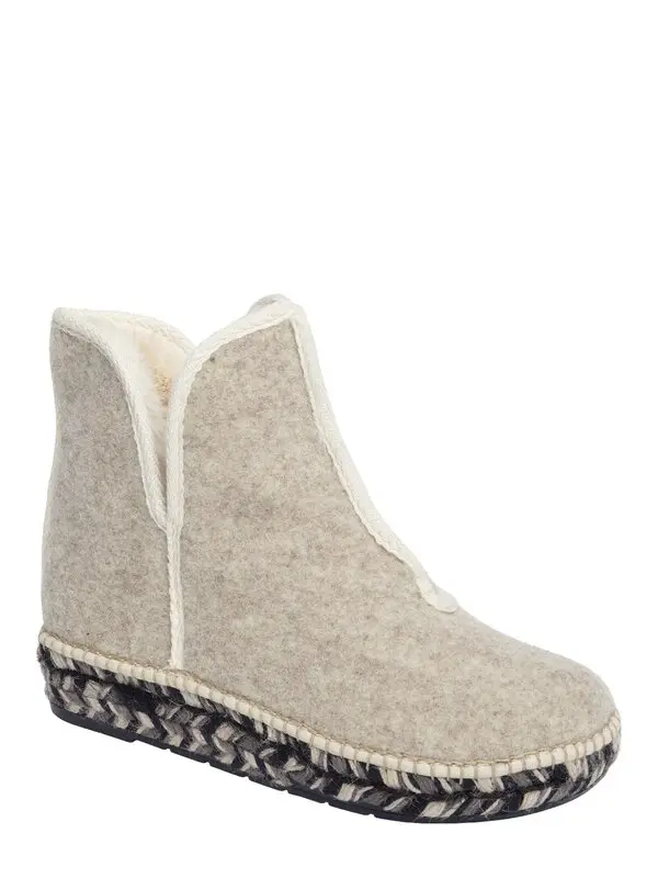TONI PONS Espadrille Platform Booties With Faux Fur Lining - Ecru Felt