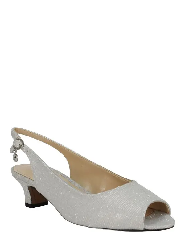 J. Reneé Jenvey Slingback Sandal - Silver Fabric