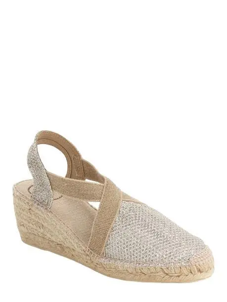 TONI PONS Triton Espadrille Wedge - Gold Fabric
