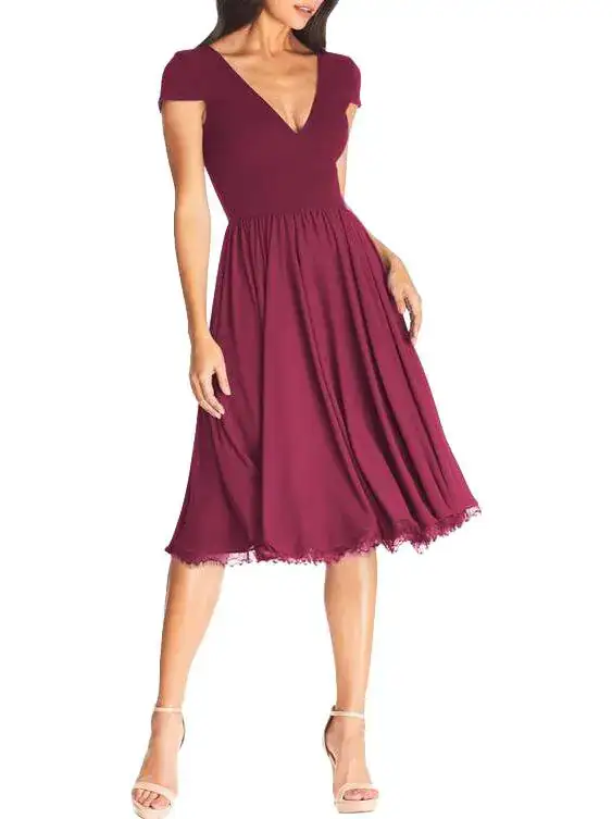 green emerald velvet dress Sleeveless Mikado Fit And Flare Midi Dress With V-Back In Black main image 0