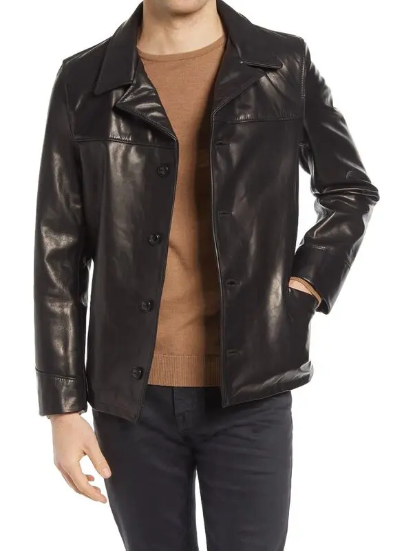 SCHOTT Cowhide Leather Car Coat - Black