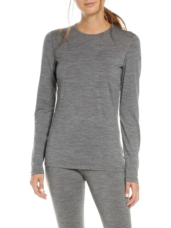 Icebreaker Oasis Long Sleeve Merino Wool Base Layer Tee - Gritstone Heather