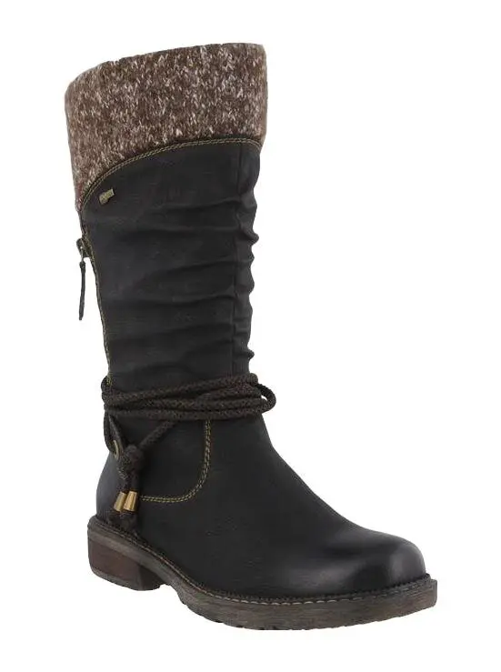 SPRING STEP SHOES Acaphine Water Resistant Boot - Black Faux Leather