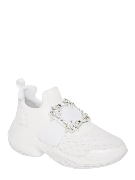 ROGER VIVIER Viv Crystal Buckle Slip-on Sneakers - White