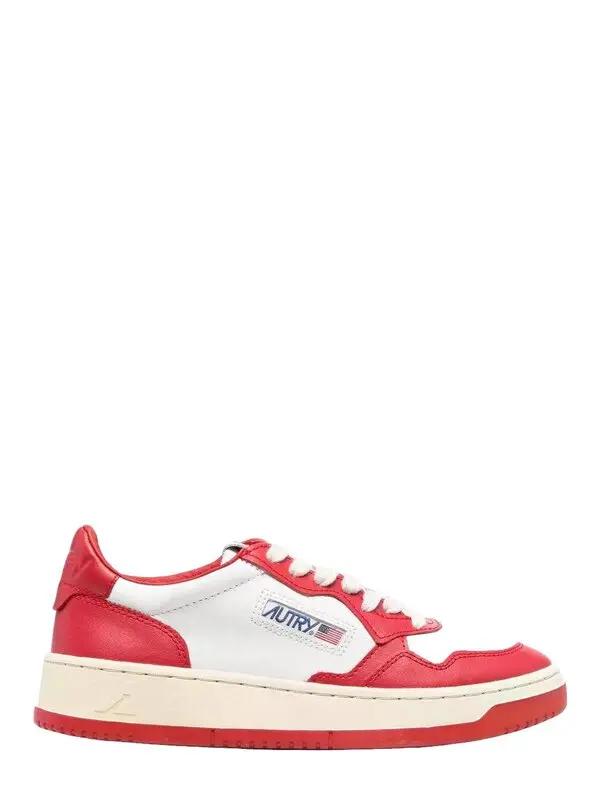 AUTRY Contrast-panel Leather Sneakers - Red