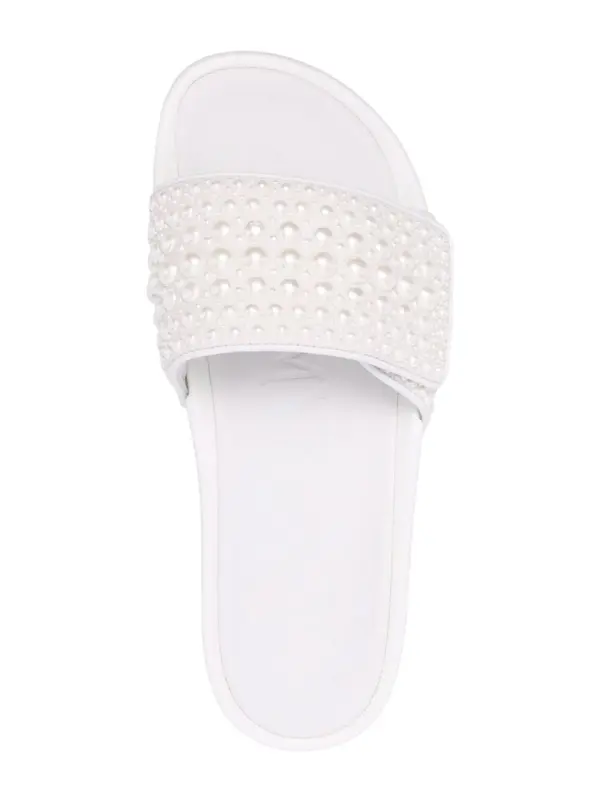 JIMMY CHOO Fitz Embellished Slides - White