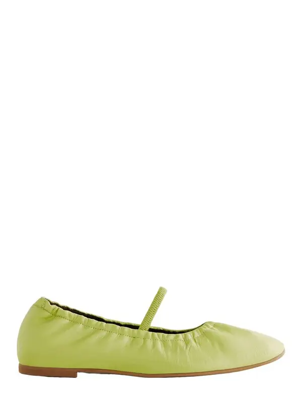 REFORMATION Buffy Ruched Ballet Flat - Sour Apple Leather
