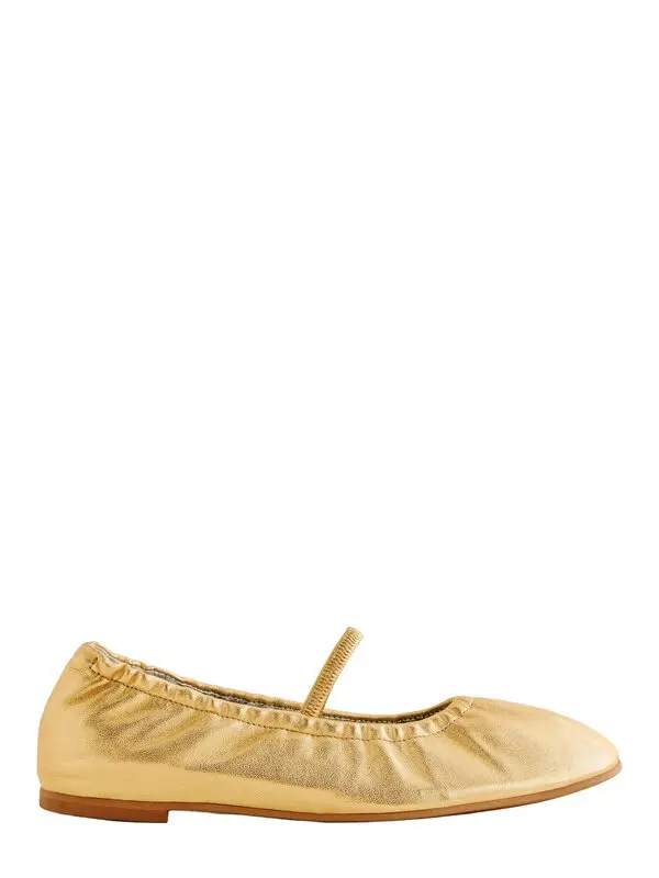REFORMATION Buffy Ruched Ballet Flat - Vintage Gold