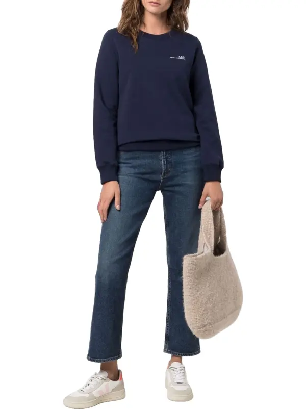 A.p.c. Logo-print Cotton Sweatshirt - Blue