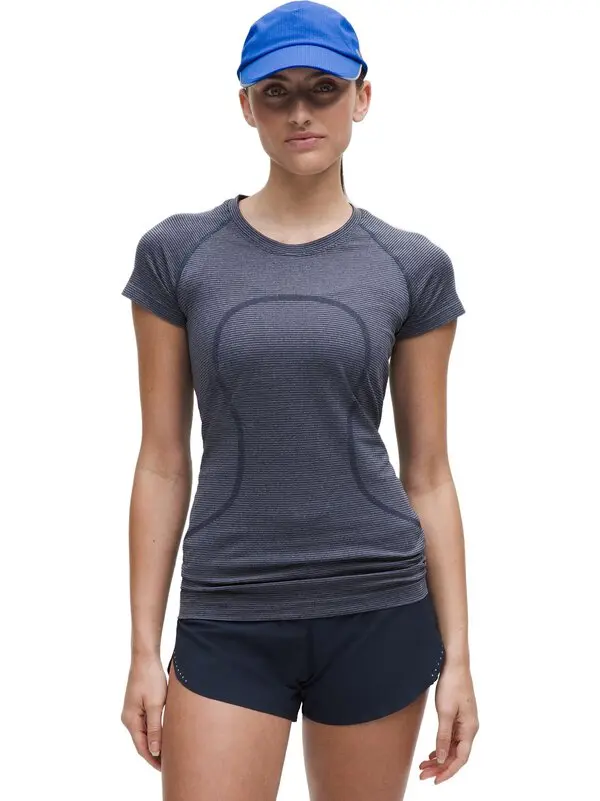 Lululemon Swiftly Tech Short-sleeve Shirt 2.0 - Spandex Stripe Club Blue/white