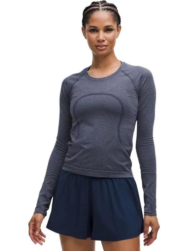 Lululemon Swiftly Tech Long-sleeve Shirt 2.0 - Spandex Stripe Club Blue/white