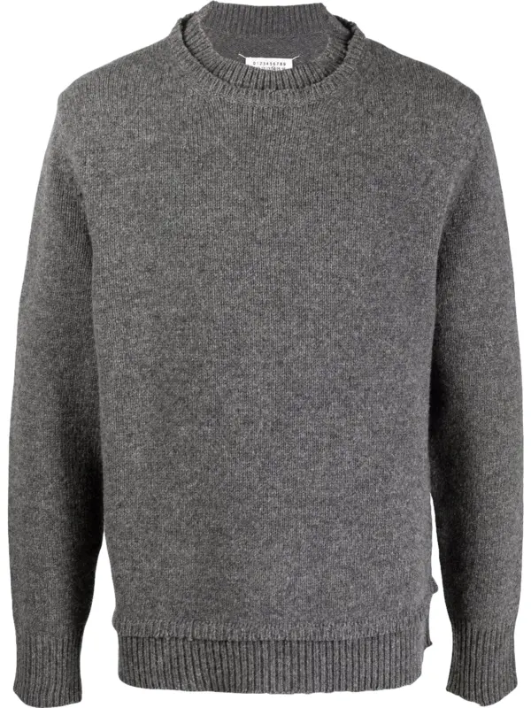 MAISON MARGIELA Layered-collar Distressed Jumper - Grey