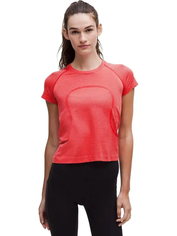 Lululemon Swiftly Tech Short-sleeve Shirt 2.0 - Spandex Stripe Lulu Red/white