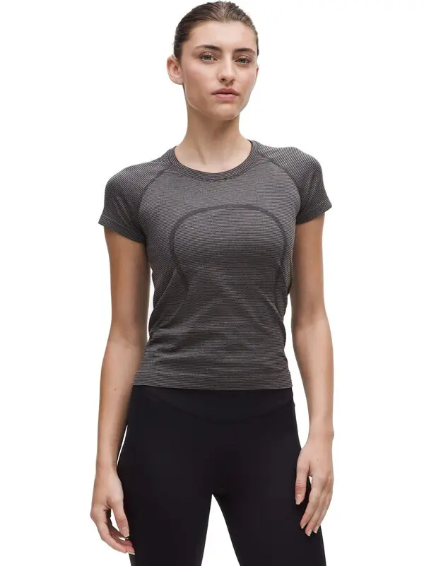 Lululemon Swiftly Tech Short-sleeve Shirt 2.0 - Spandex Stripe Nightmoth/light Ivory