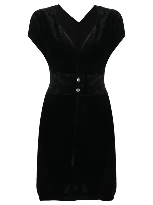 Rick Owens Velvet V-neck Short Dress - Black