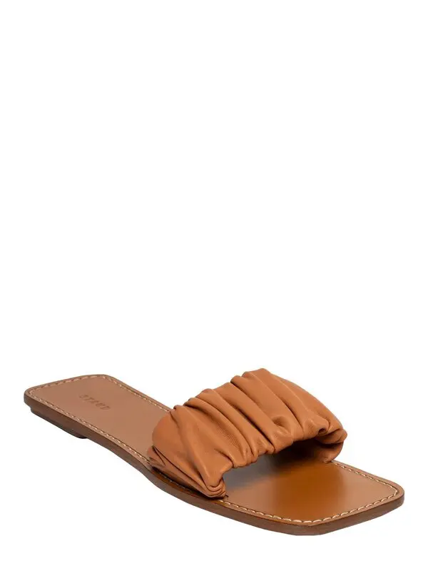 Staud Nina Ruched Slide Sandal - Tan