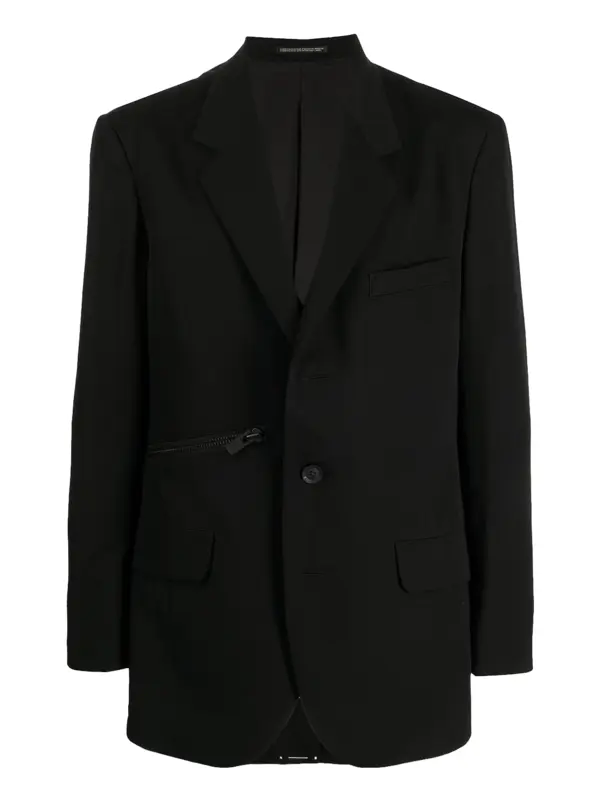 Yohji Yamamoto Zip-detail Cotton Blazer - Black