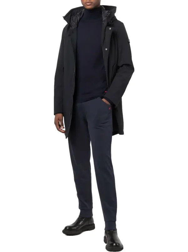 Peuterey Logo Patch Hooded Coat - Black