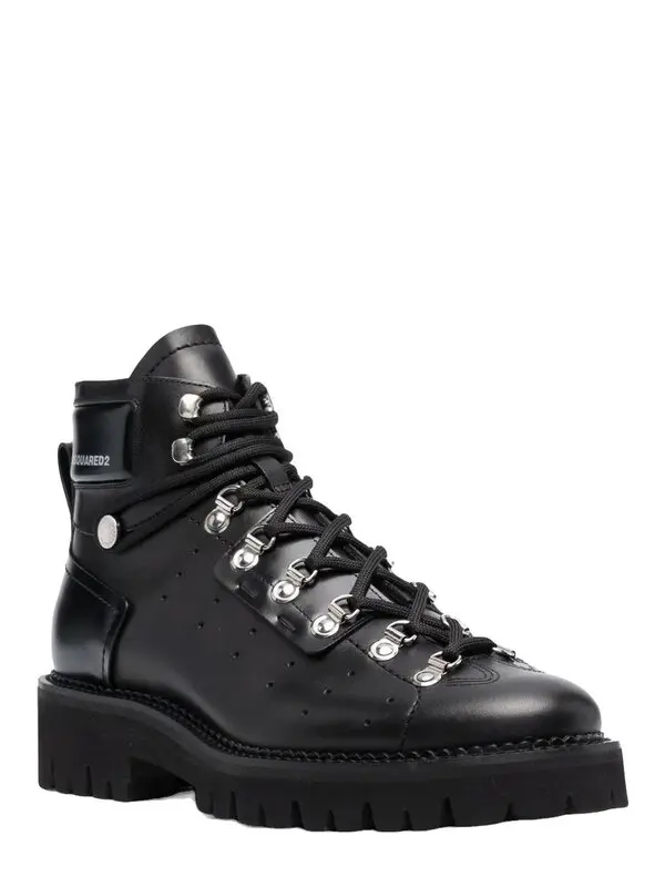 Dsquared2 Logo-print Leather Ankle Boots - Black