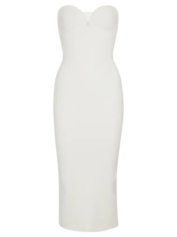Galvan Thalia Strapless Midi Dress - White