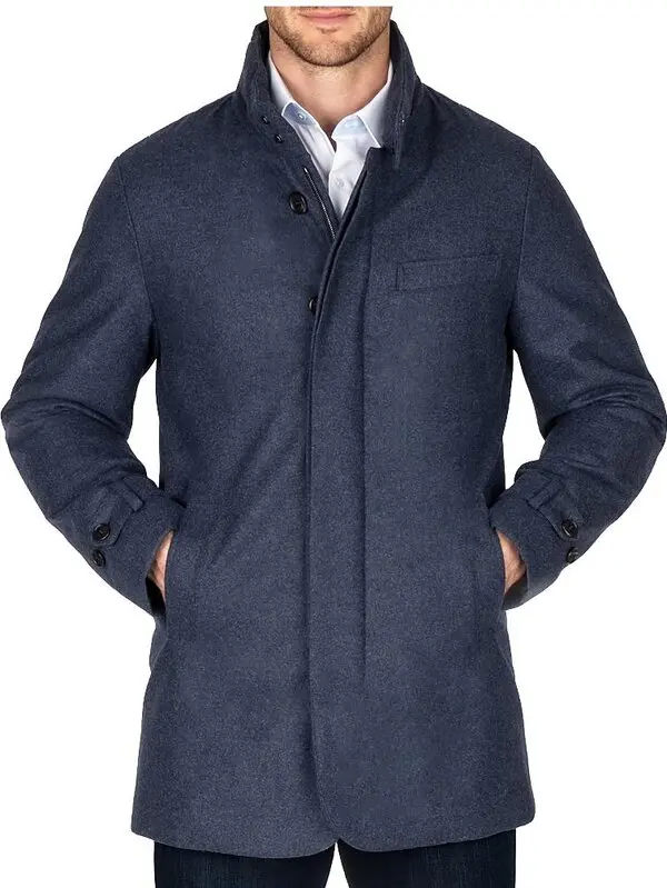 NORWEGIAN WOOL Stretch Down Filled Car Coat - Blue