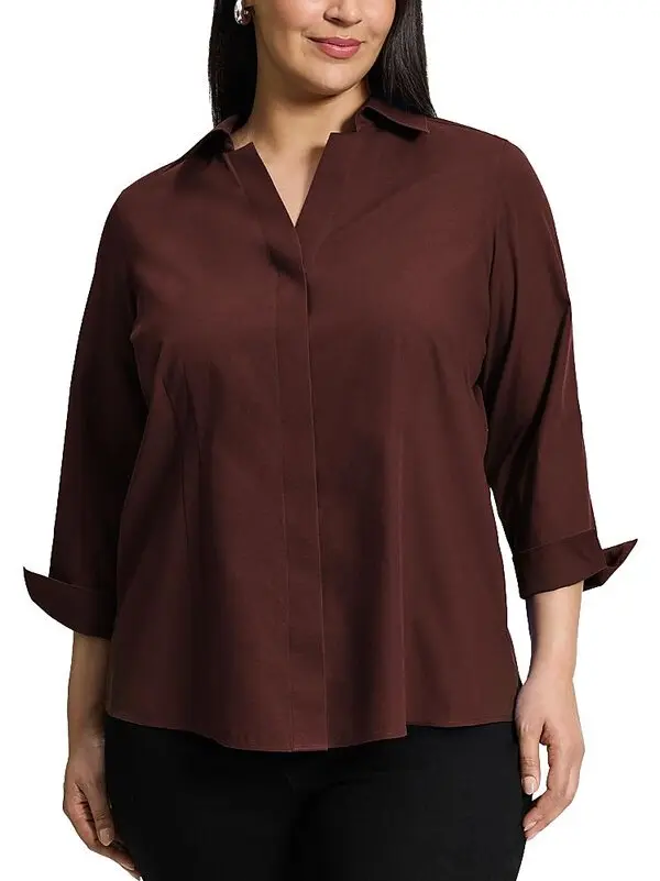 Foxcroft Taylor Blouse By - Chicory Coffee